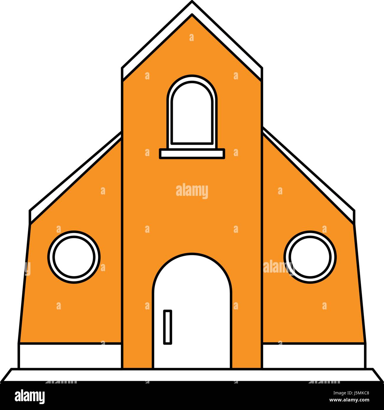 color silhouette image yellow church building Stock Vector Image & Art ...