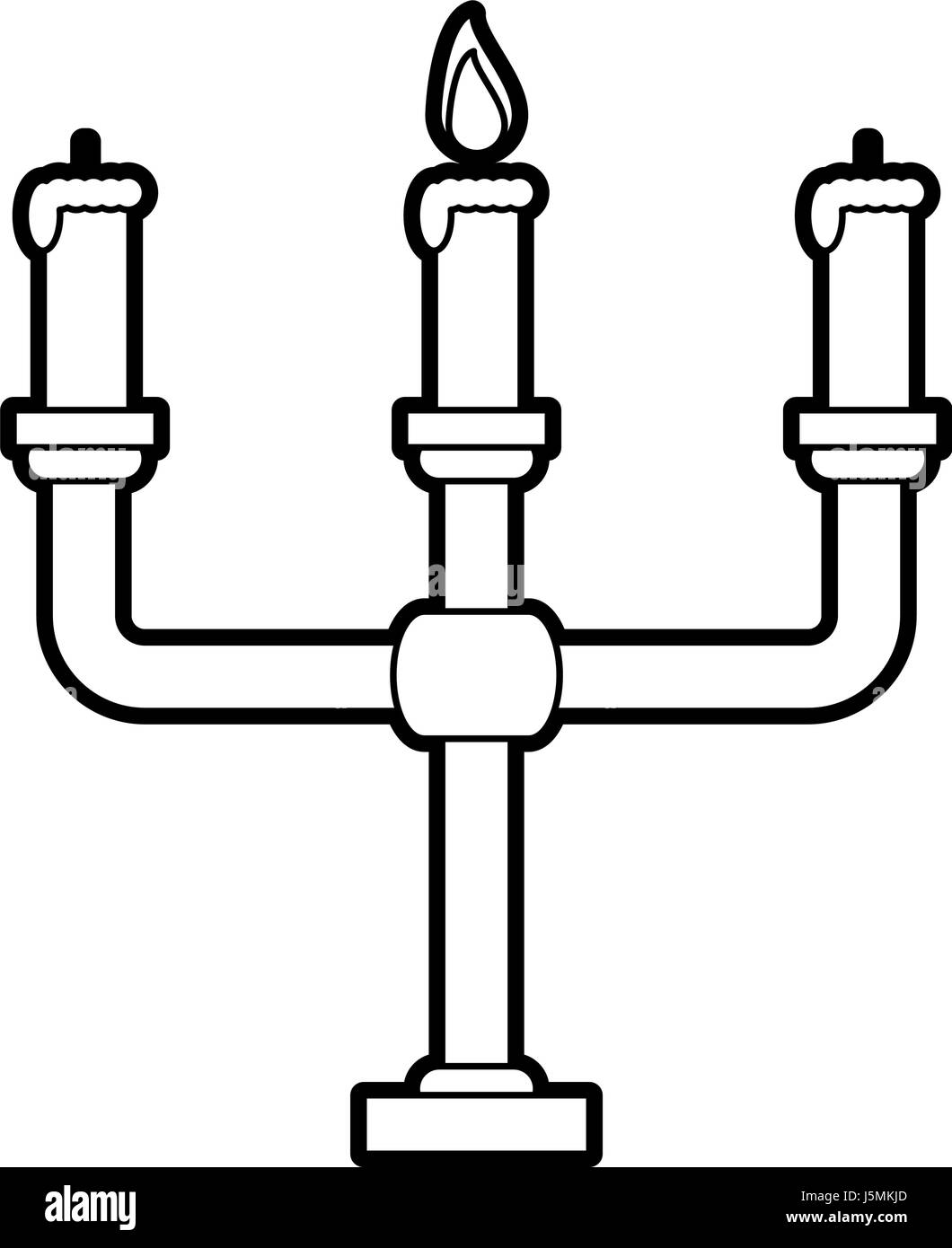 sketch silhouette image candlestick with base and candles Stock Vector ...