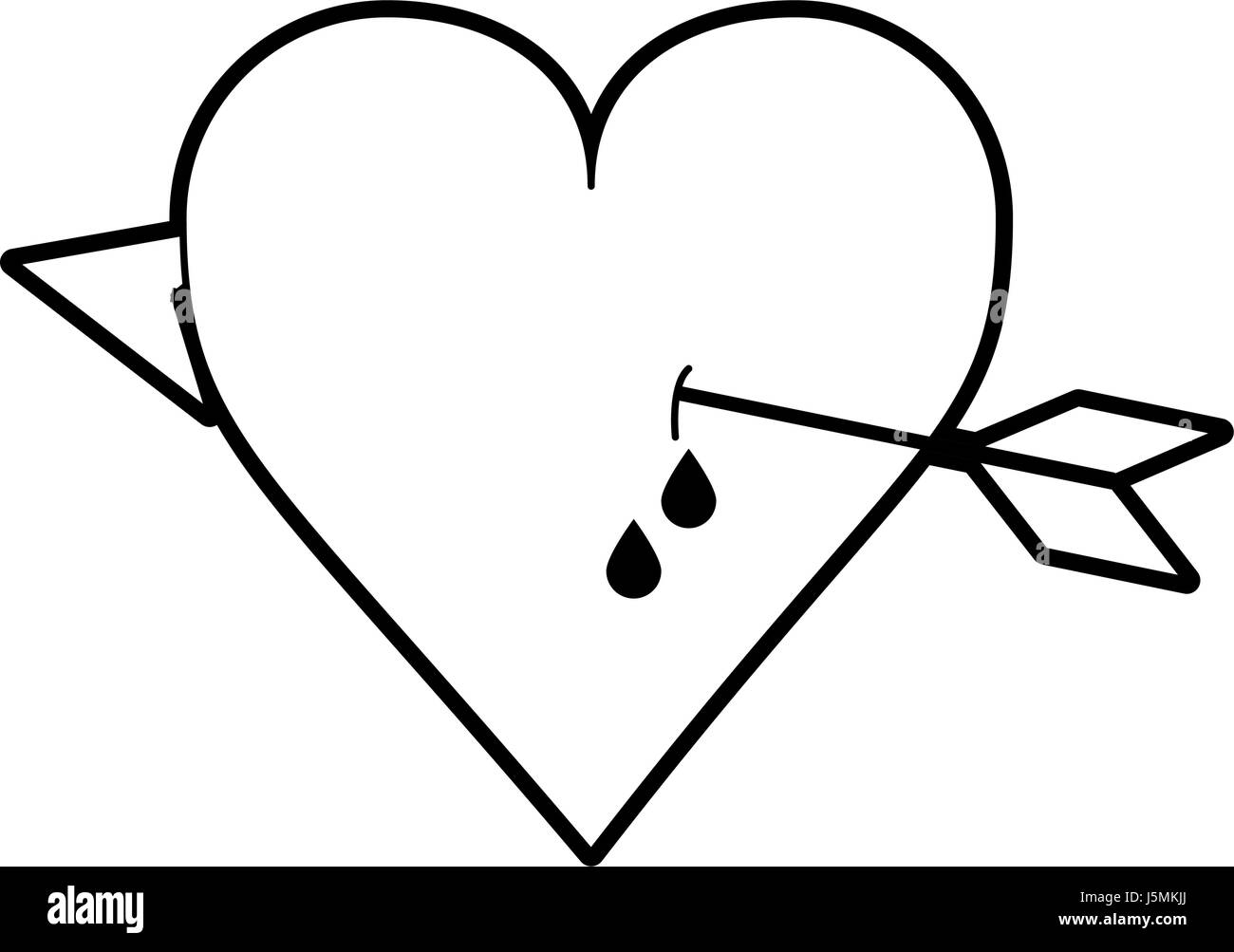 sketch silhouette image heart pierced bleeding out by arrow Stock ...