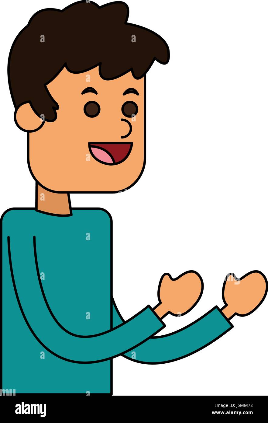color image cartoon half body guy with expressive gesture Stock Vector ...