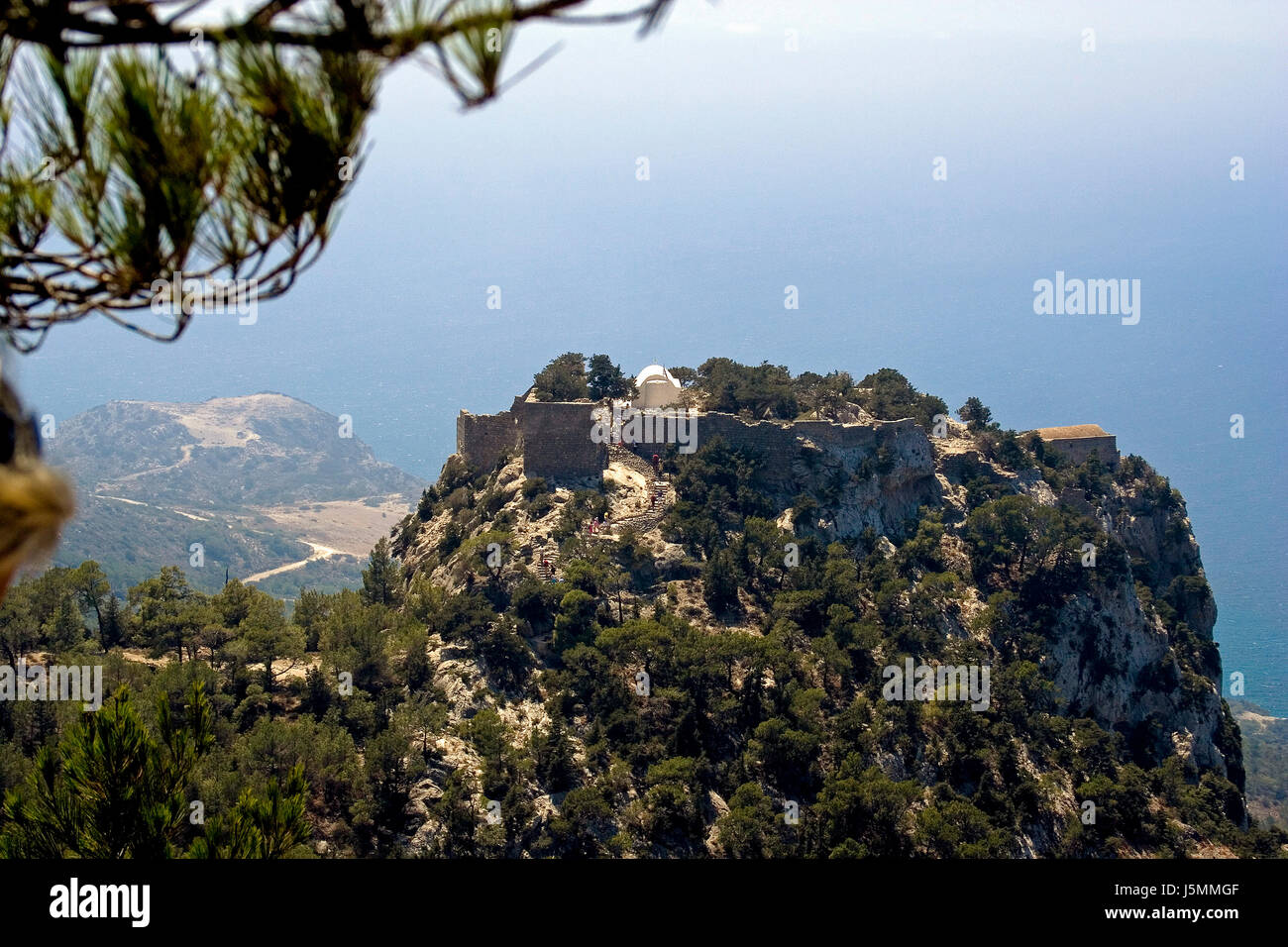monastery and fortress monolithos Stock Photo - Alamy