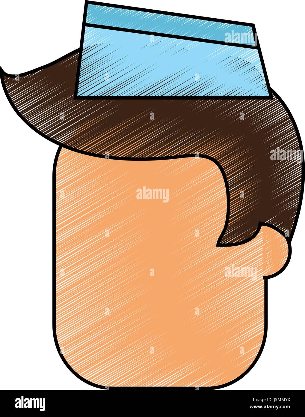 color pencil cartoon faceless male food seller with cap Stock Vector ...