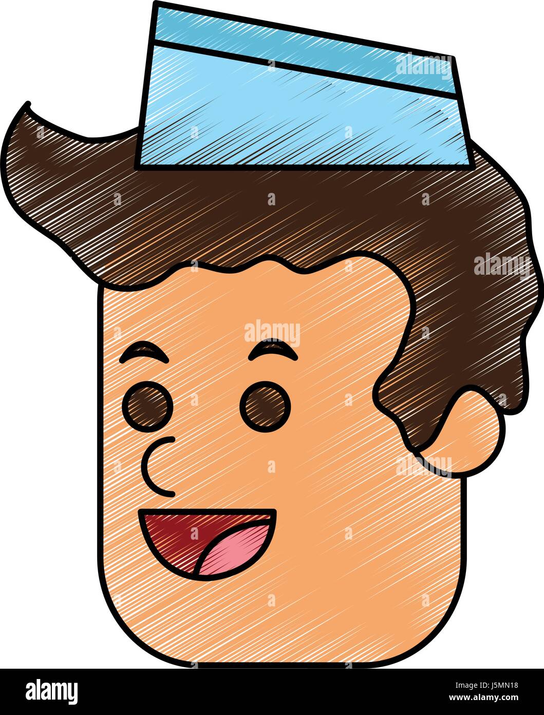 color pencil cartoon face male food seller with cap Stock Vector Image ...