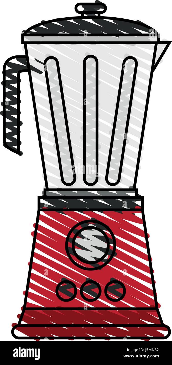 color crayon stripe cartoon electronic device red blender Stock Vector ...