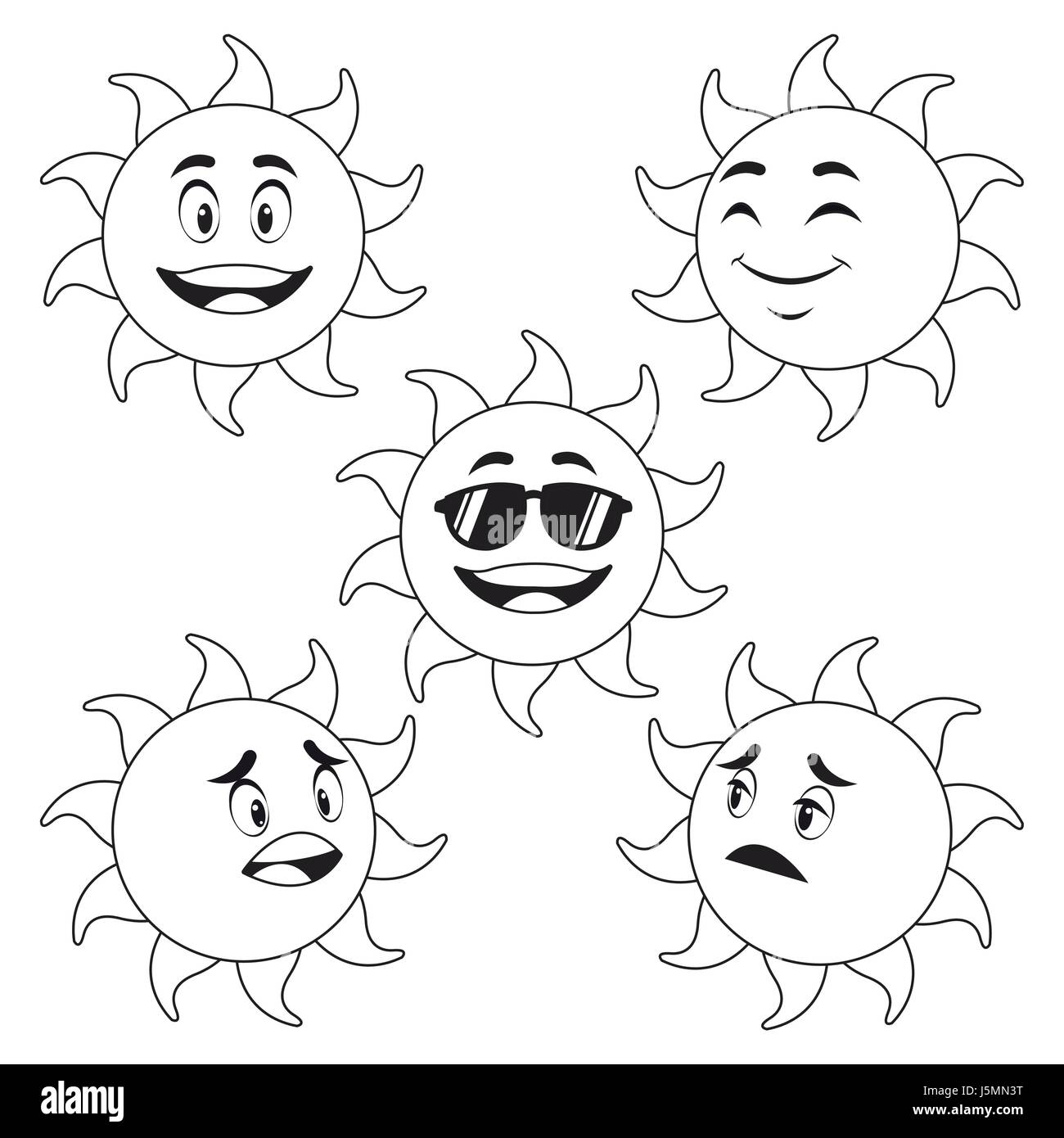 collection funny sun cartoon outline Stock Vector Image & Art - Alamy