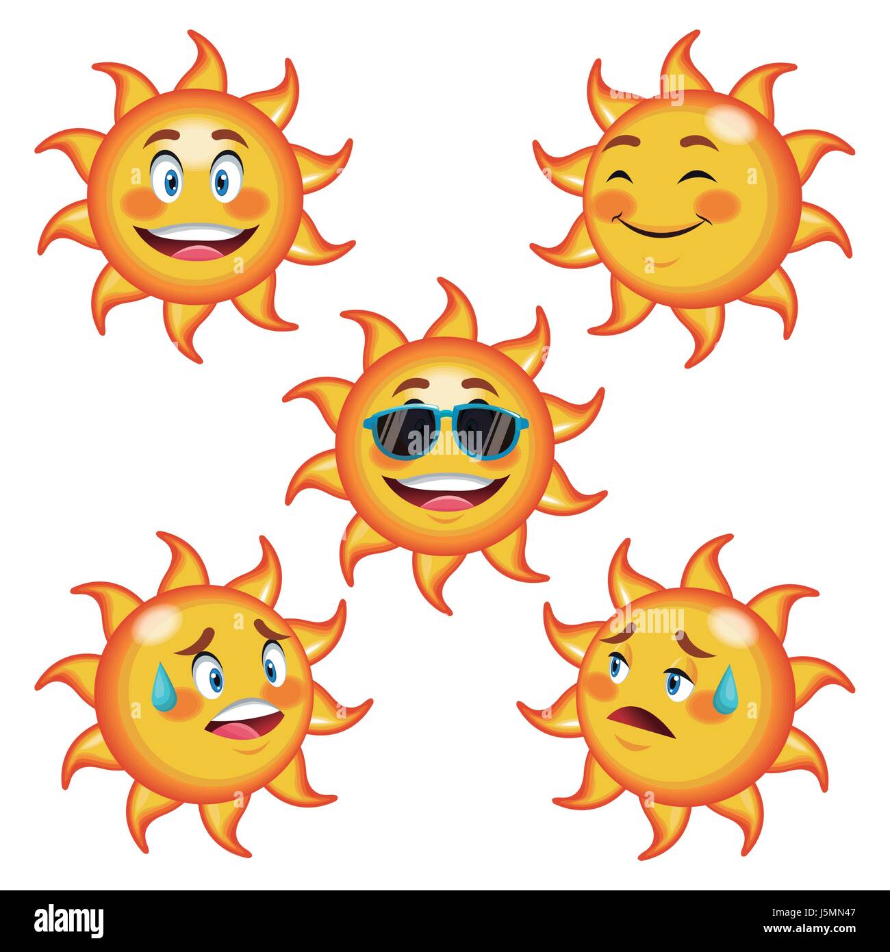 collection funny sun differents face cartoon Stock Vector Image & Art ...