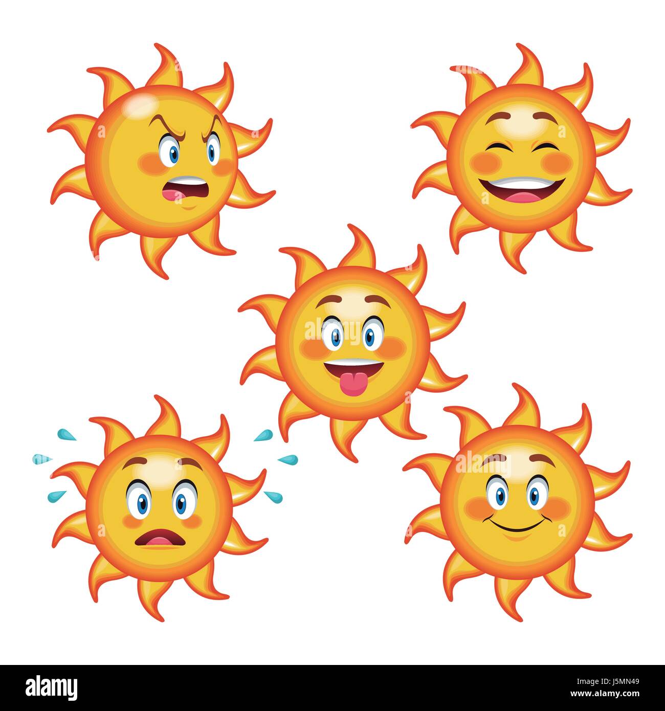 collection funny sun differents face cartoon Stock Vector Image & Art ...
