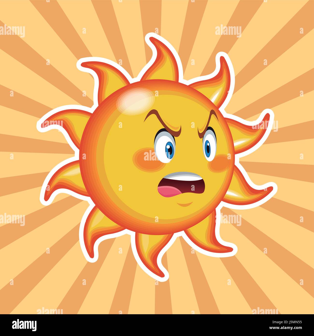 character sun angry with striped background Stock Vector Image & Art ...