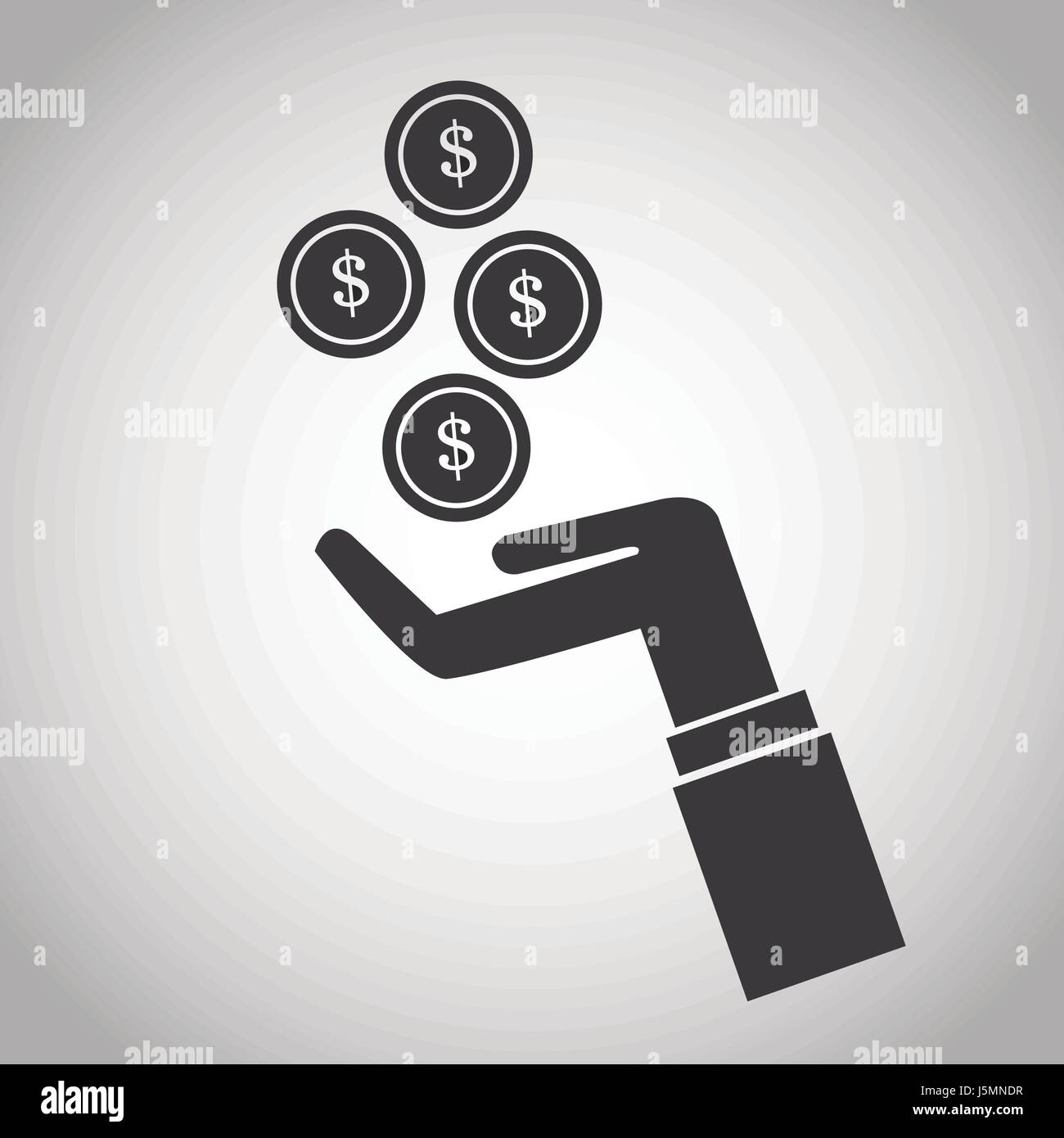 hand with falling coins money dollar. banking pictogram image Stock ...