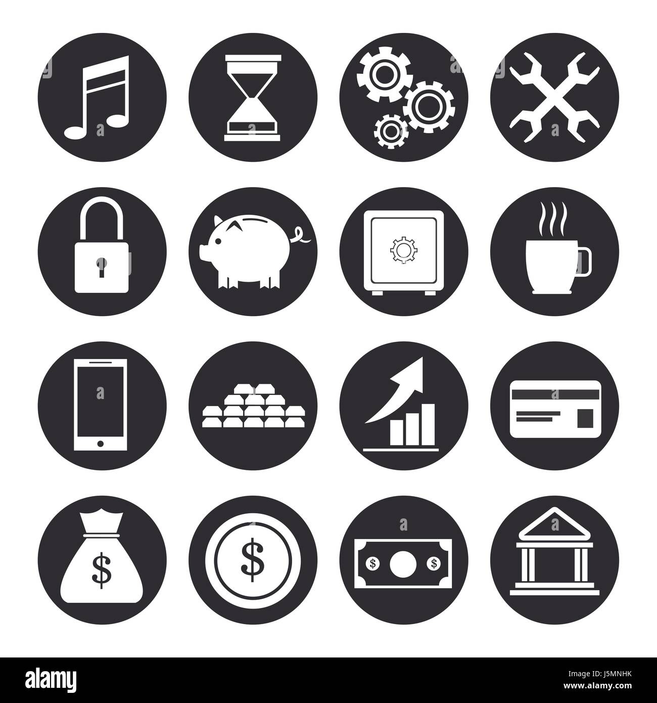 set banking money finance investment growth pictogram Stock Vector ...