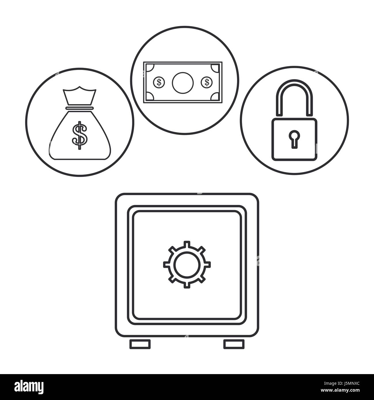 box safe money security bag money dollar outline Stock Vector Image ...