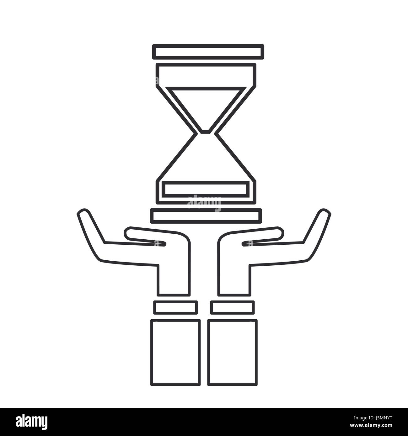 hand with sand clock time business outline Stock Vector Image & Art - Alamy