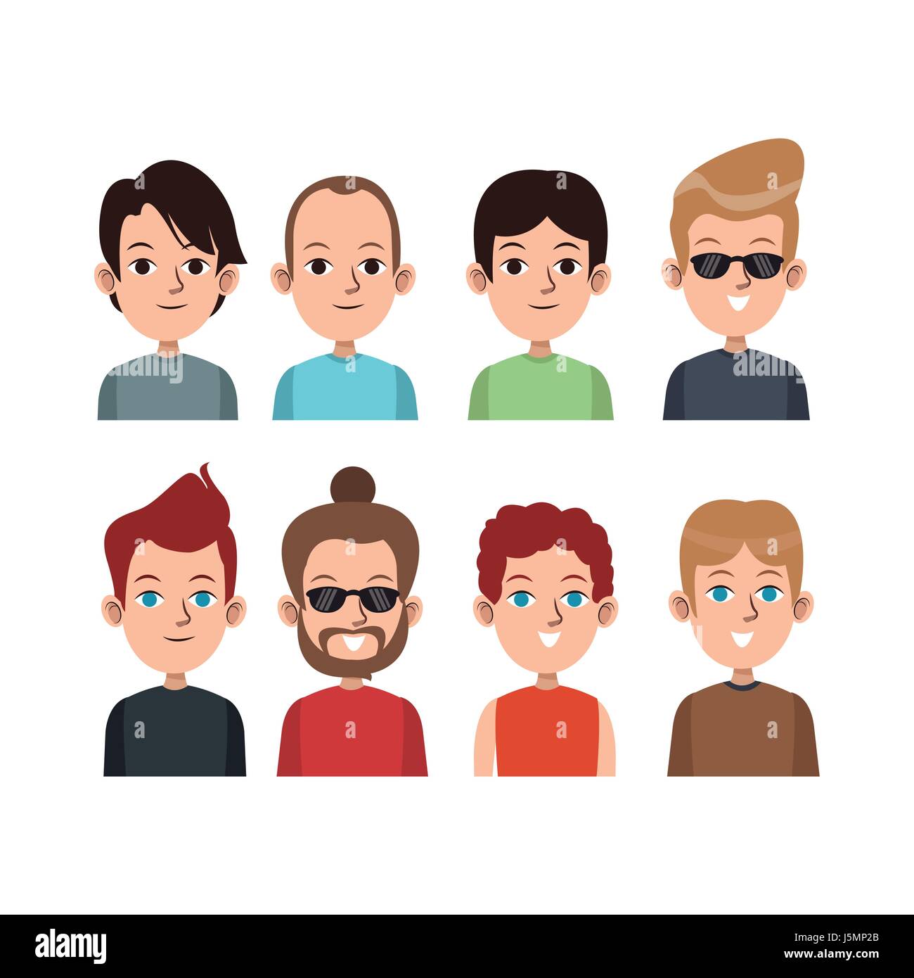 cartoon portrait young men group differents Stock Vector Image & Art ...