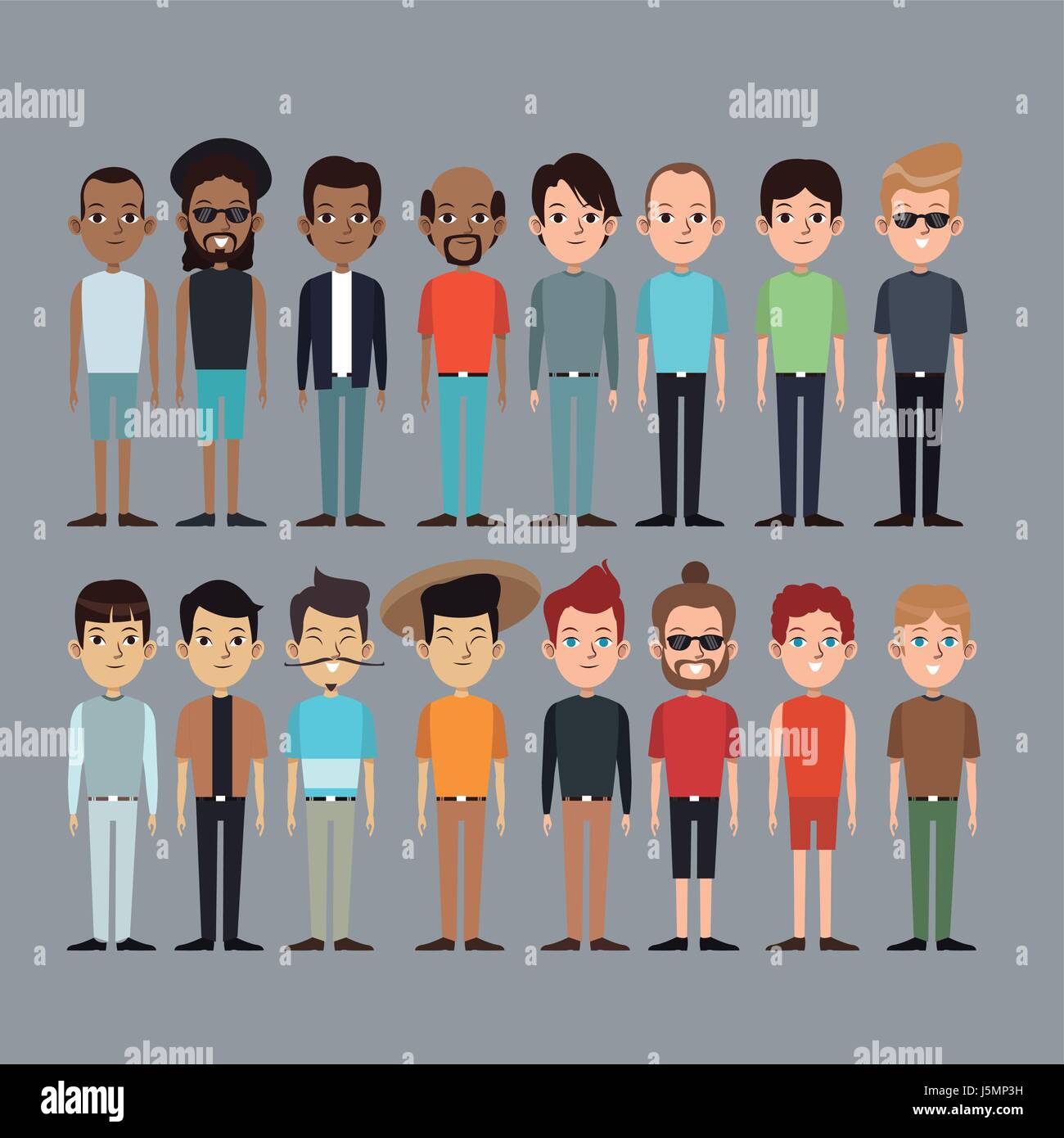 Group Of Men Cartoon