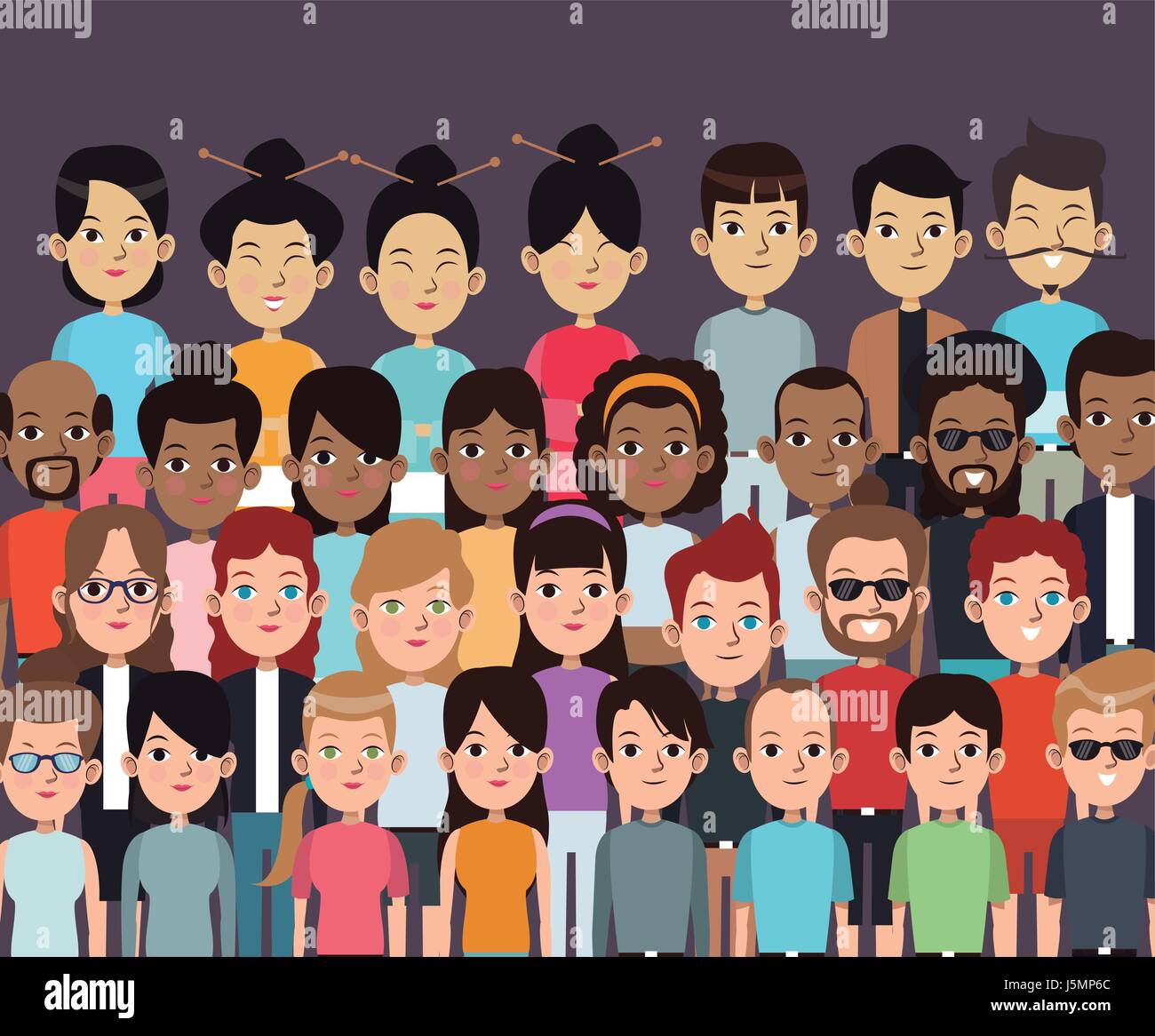 character people multiethnic community portrait Stock Vector Image ...