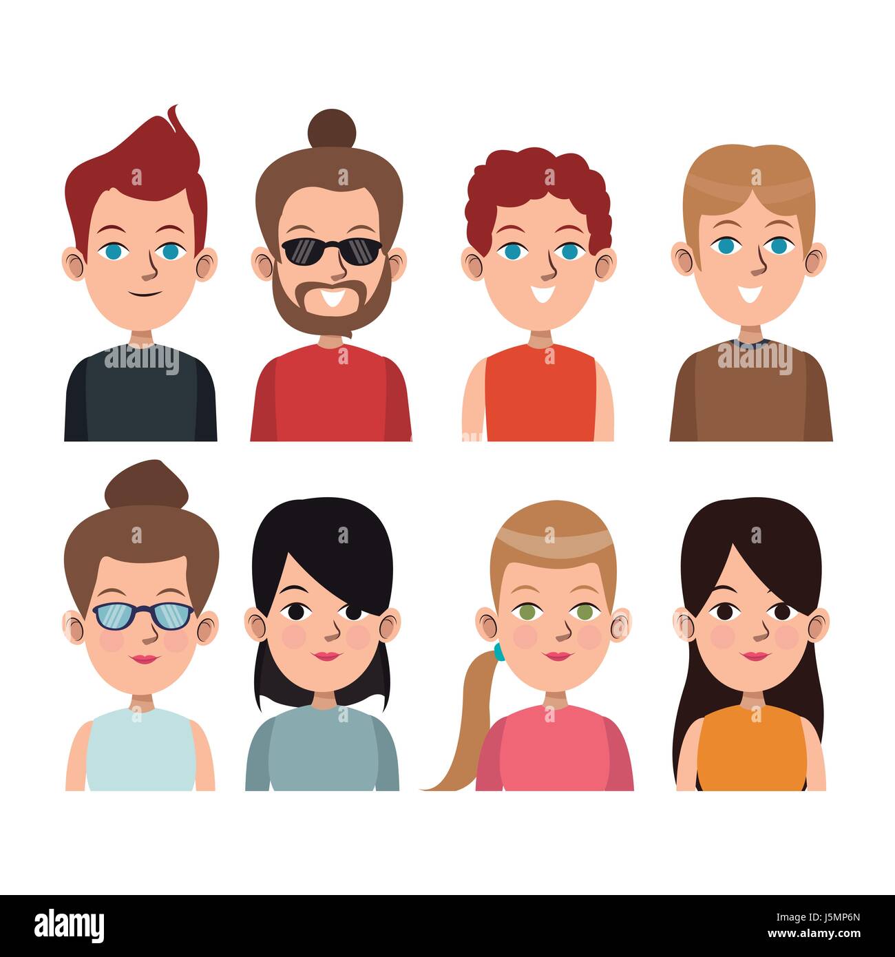 cartoon young people community portrait differents Stock Vector Image ...