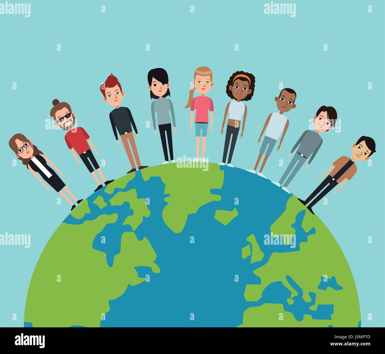 cartoon world community people young Stock Vector Image & Art - Alamy