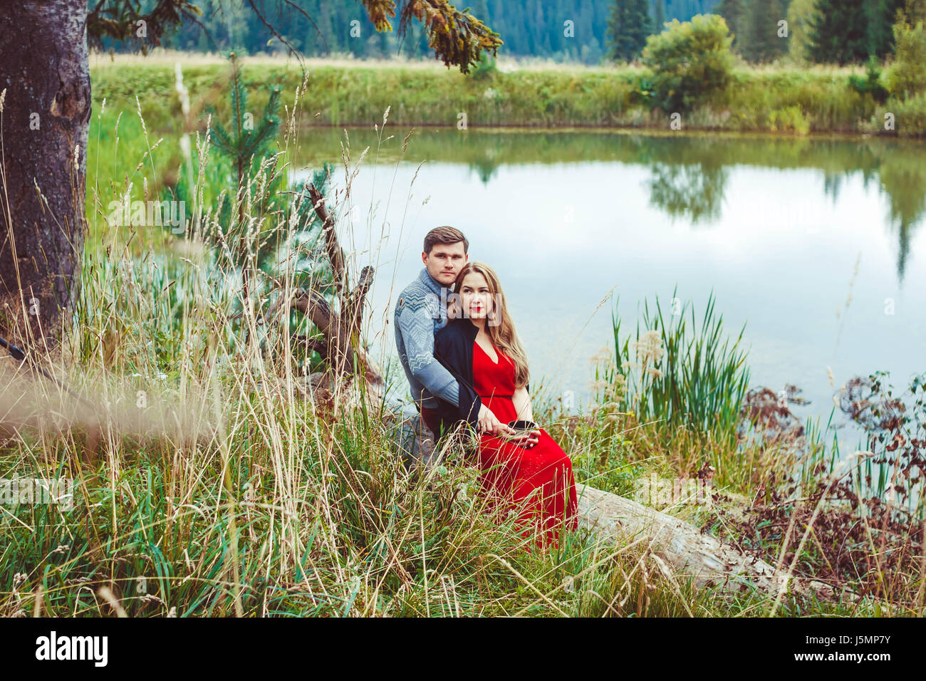 two lovers promise love holding hands and kissing each other Stock ...