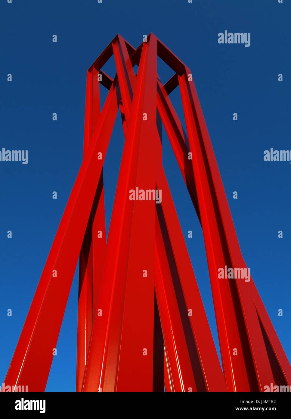 blue art sunlight steel metal outside saarland firmament sky red air ...
