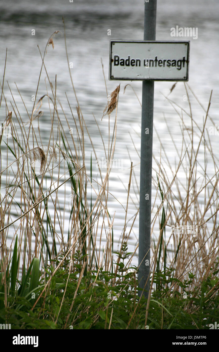 sign signal waters fresh water pond water hint lakeside warning lake ...