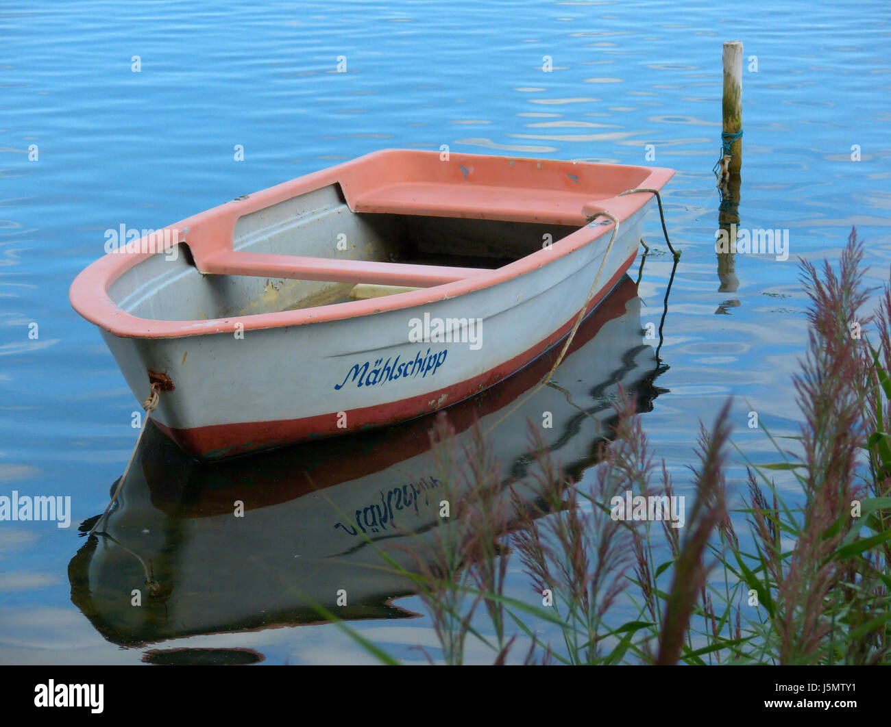blue waves rowing boat leash salt water sea ocean water alone lonely ...