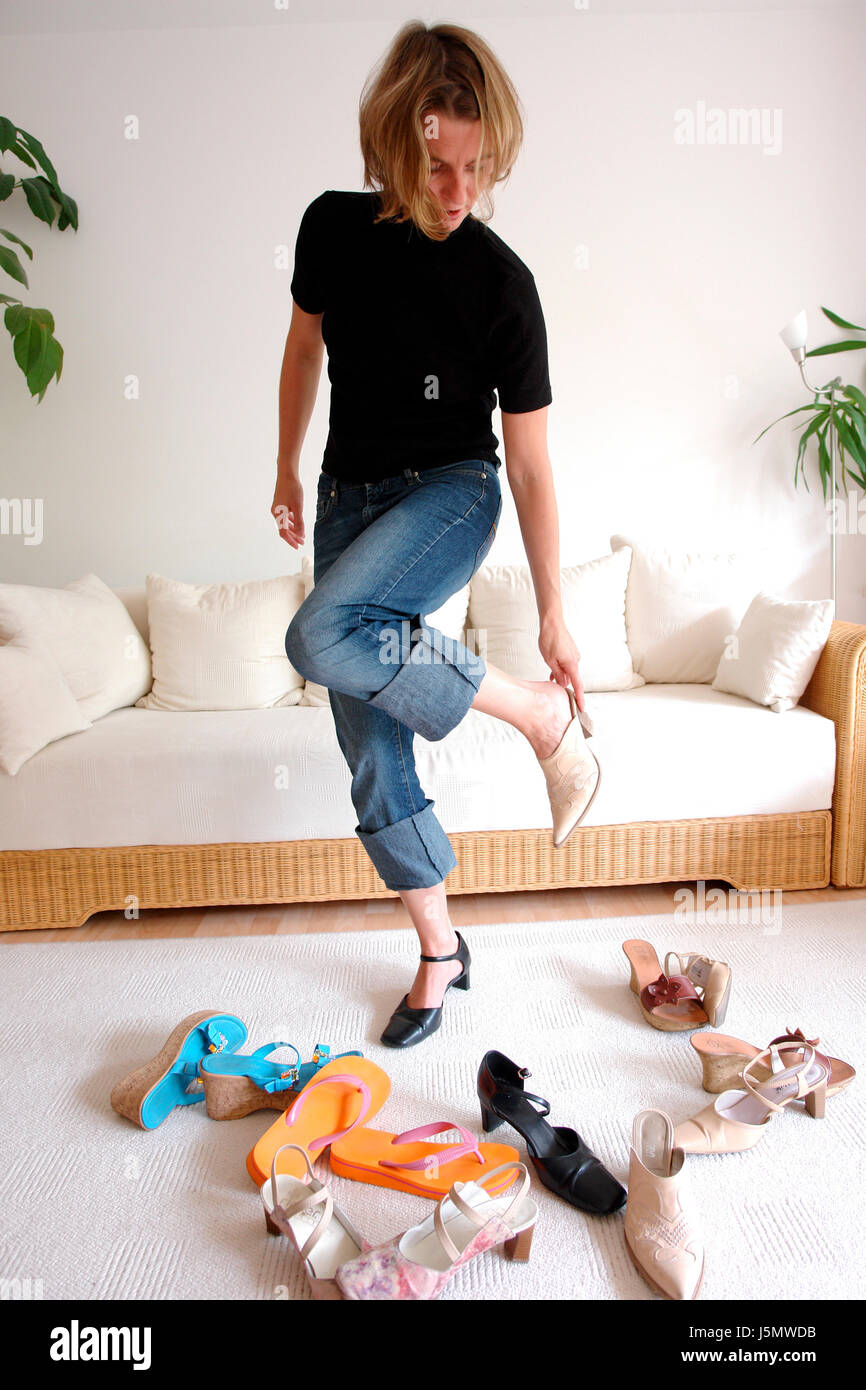 woman women emotions contentedness summer summerly shoes gesturing ...