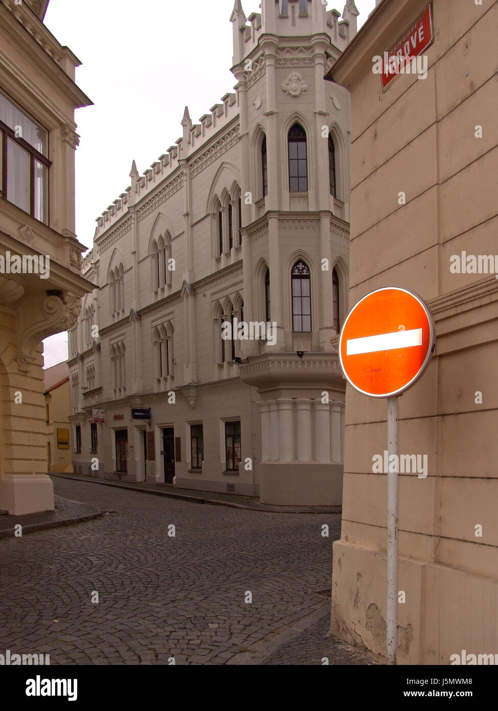 city town old town pedestrian zone inaccessible sign signal traffic ...