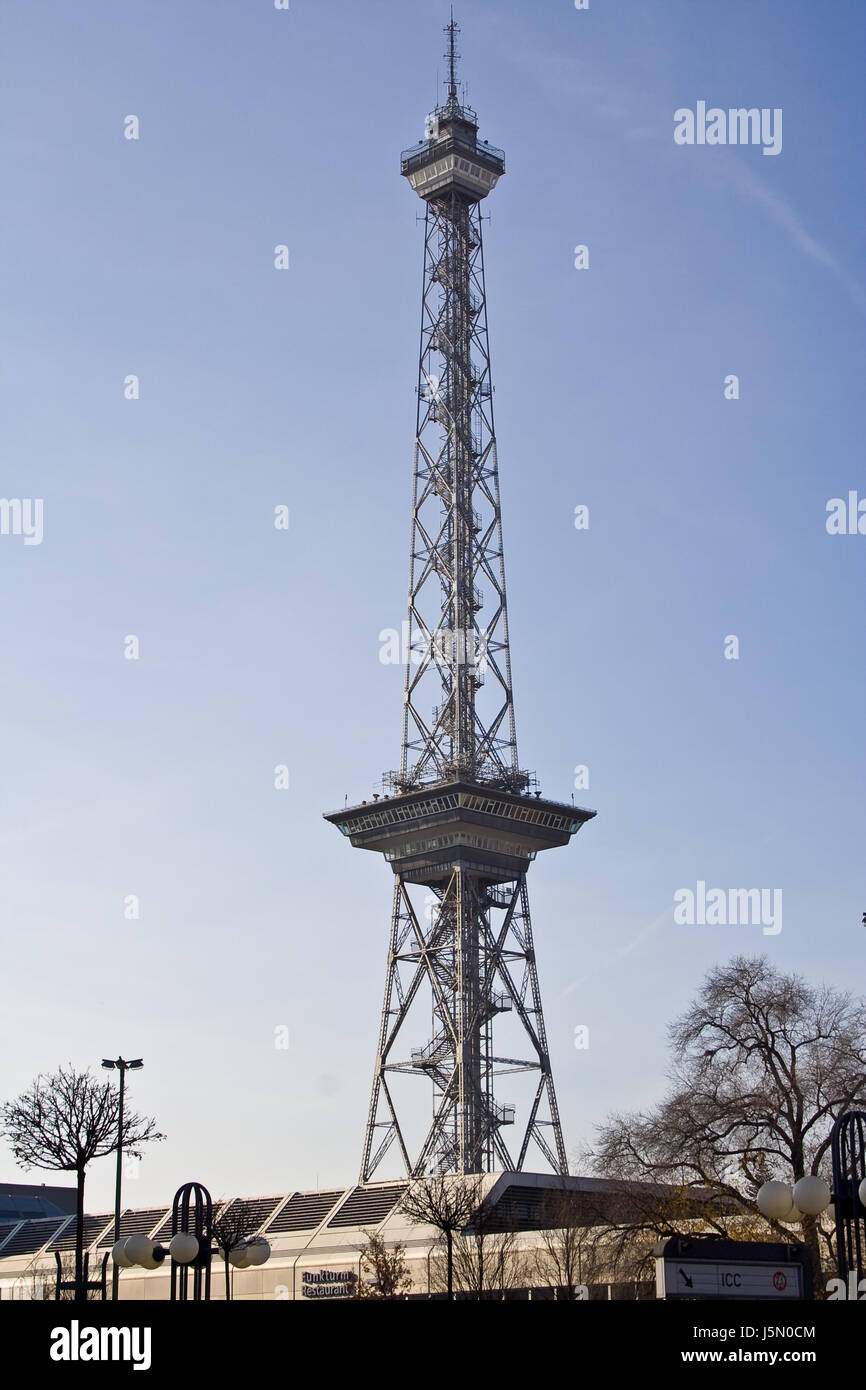 blue elevator lift tree berlin lamps radio tower antenna platform ...
