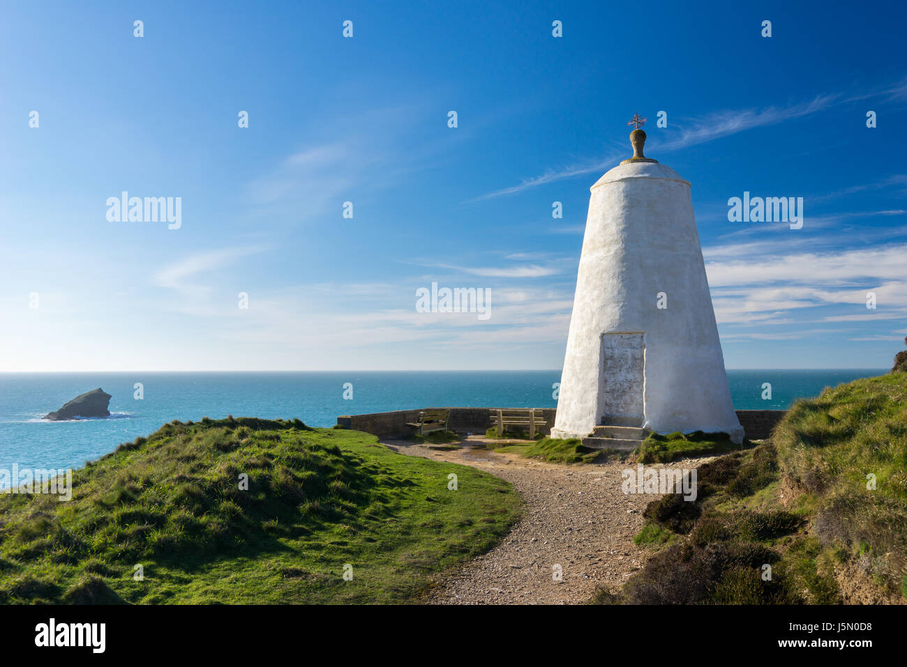 The pepperpot daymark on Lighthouse Hill Portreath Cornwall. Once used ...