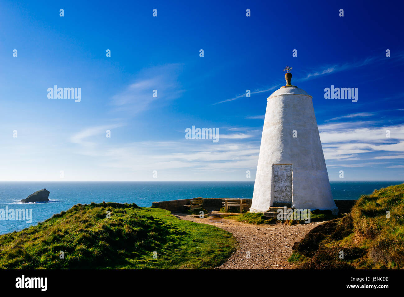 The pepperpot daymark on Lighthouse Hill Portreath Cornwall. Once used ...