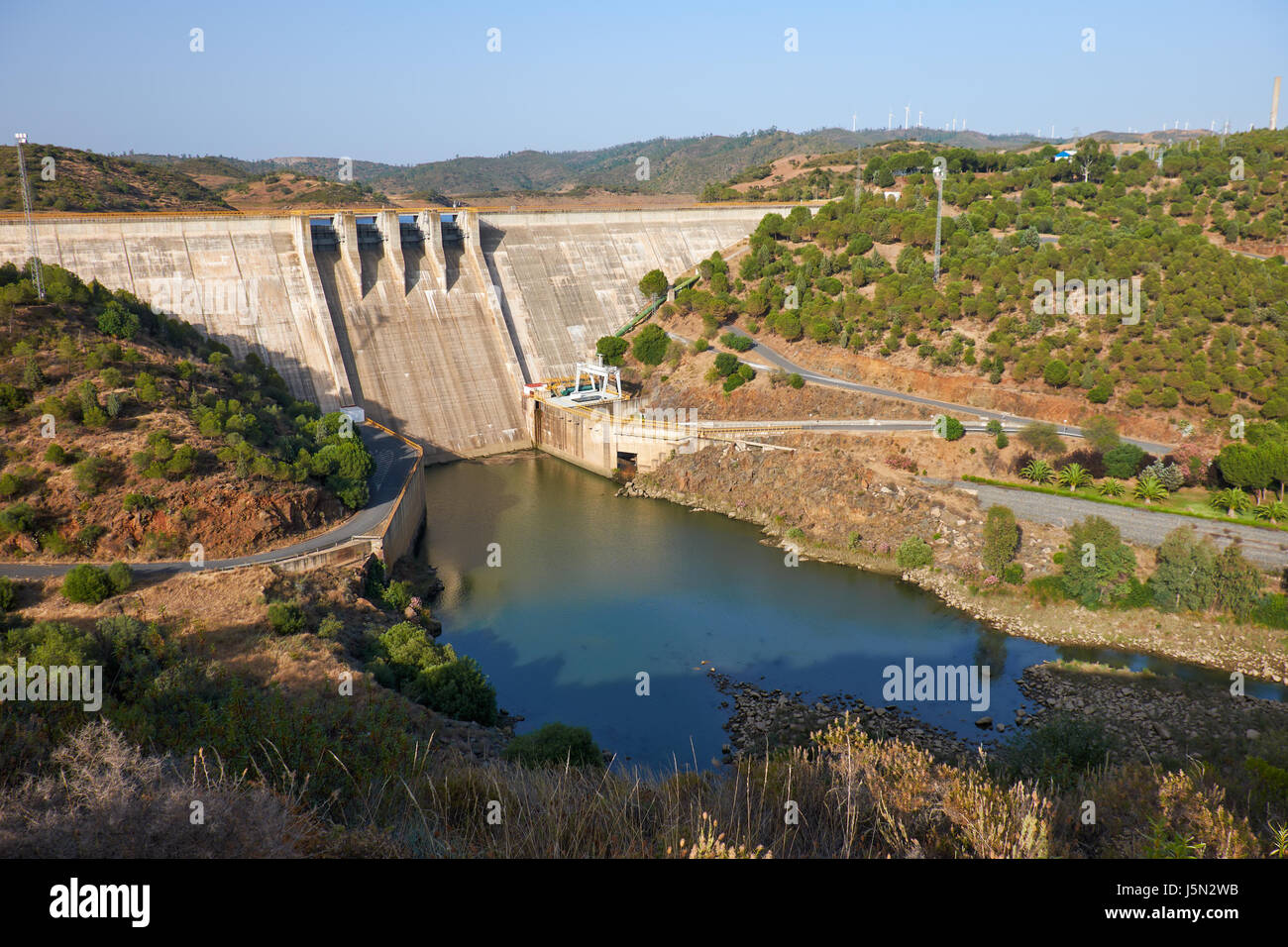 Pomarao Dam and hydroelectric power station on Chanza Reservoir near ...