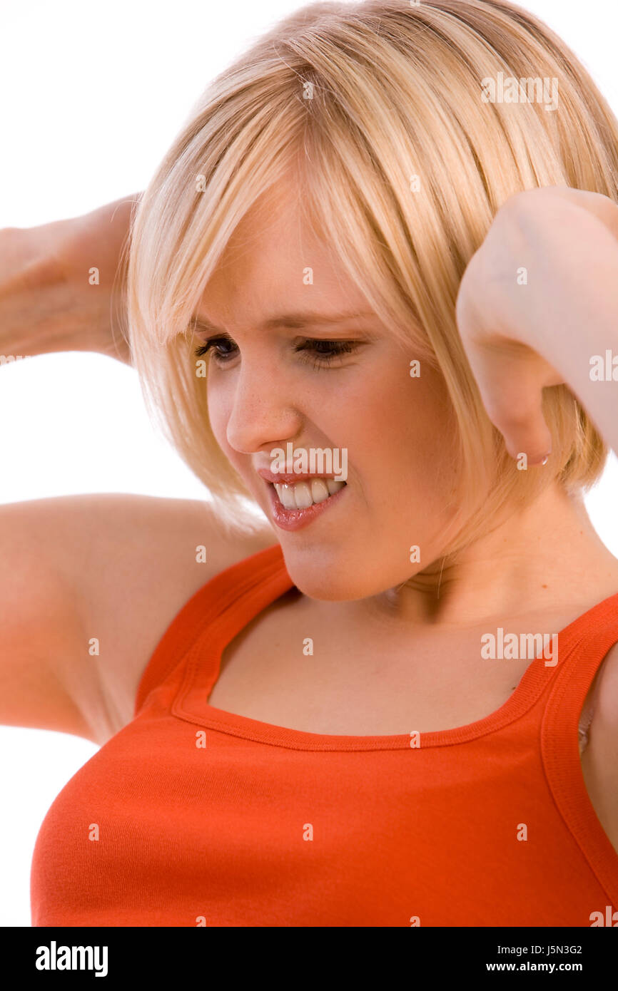 woman with strenuous face Stock Photo - Alamy