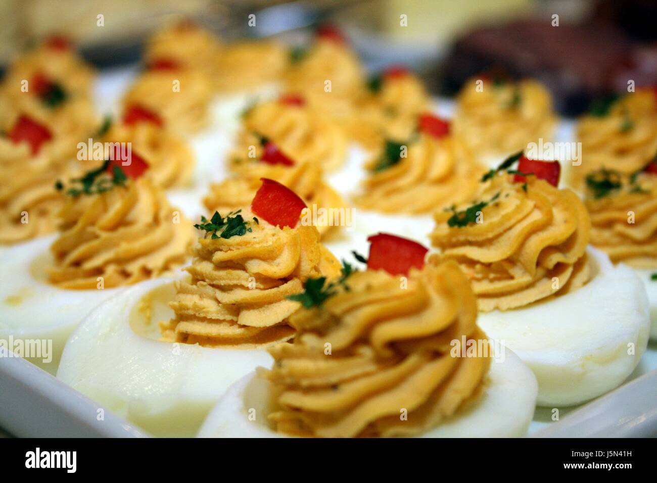 garnished egg halves Stock Photo - Alamy