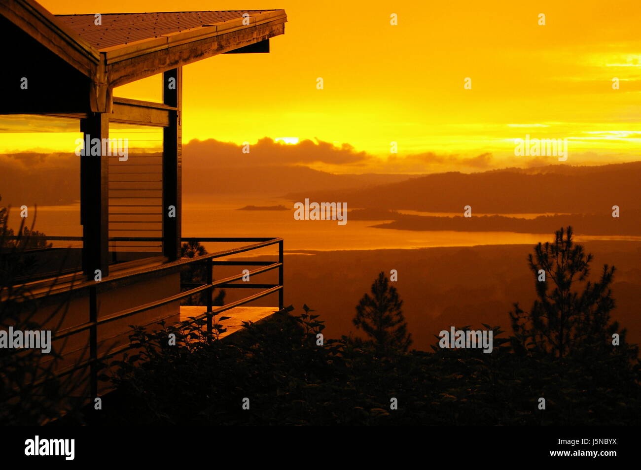 house building beautiful beauteously nice tree trees wood sunset cloud ...