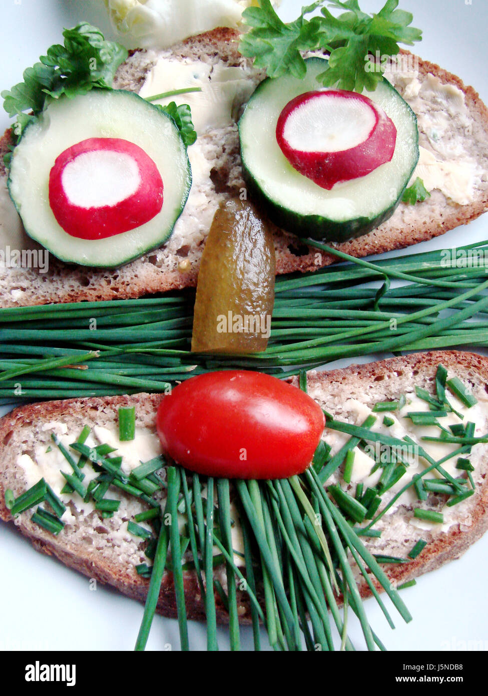 bread face cucumber paprika peppers radish parsley gherkin bread and ...