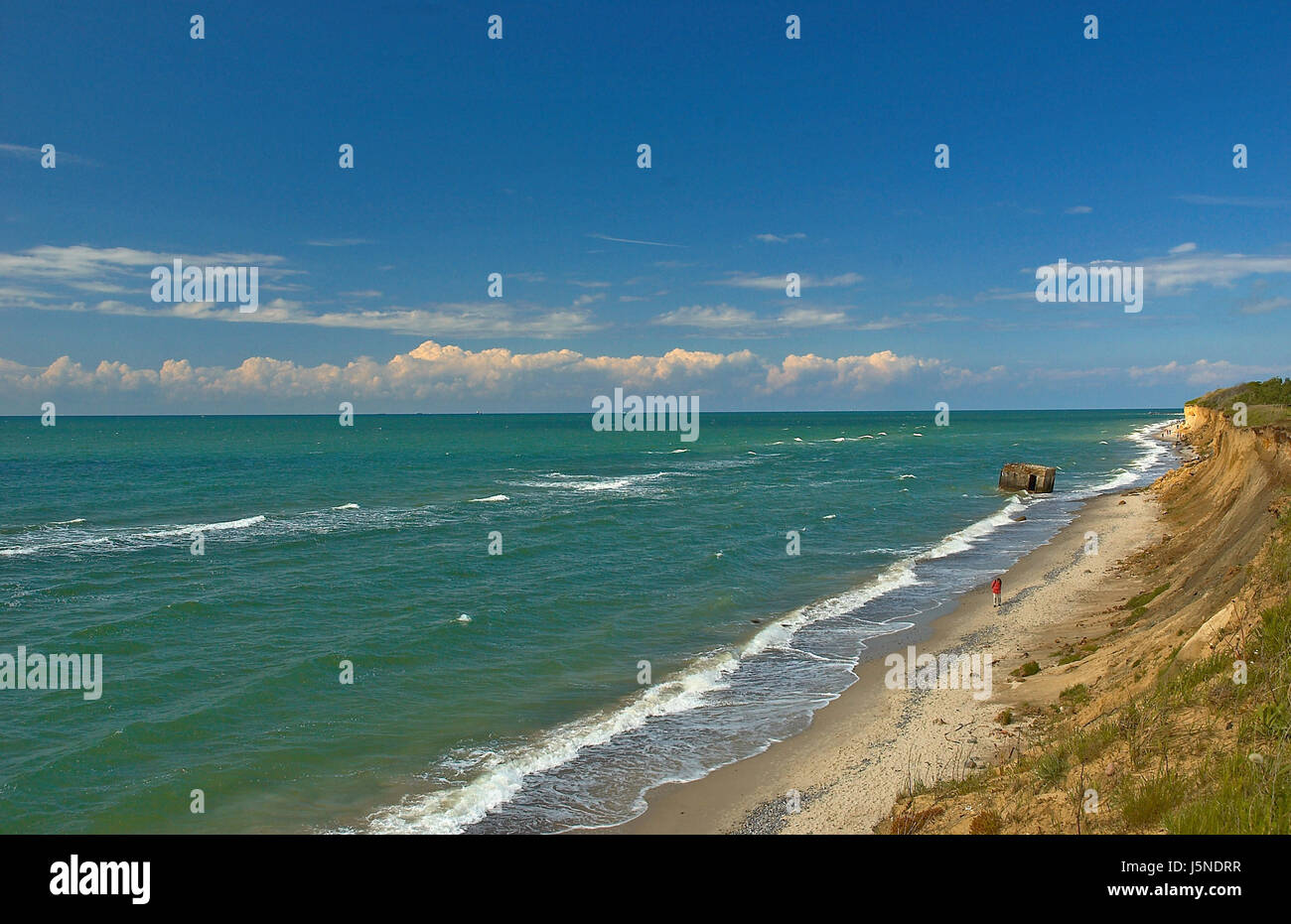 army beach seaside the beach seashore waves bunker steep coast ...
