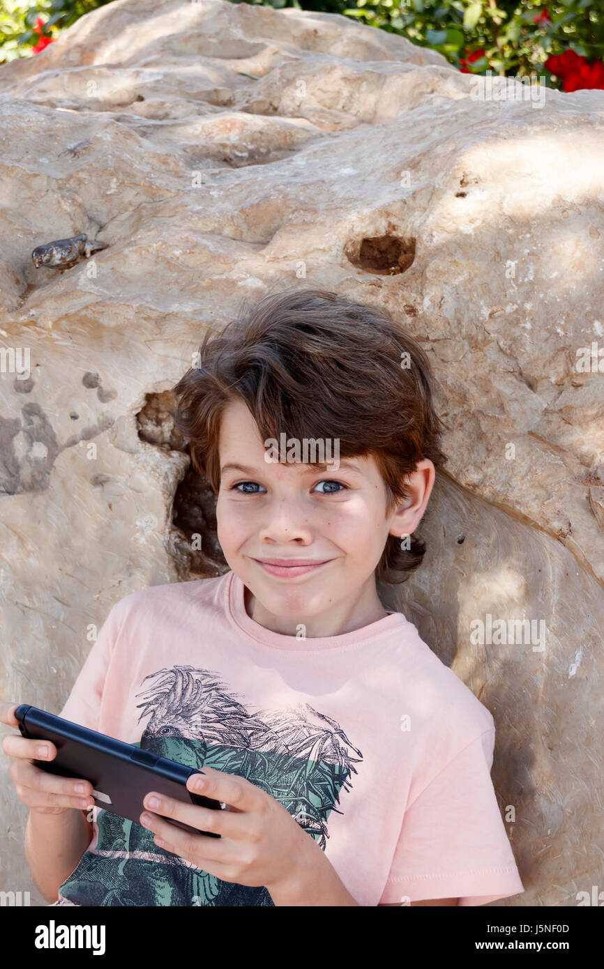 little boy with mobile device Stock Photo - Alamy