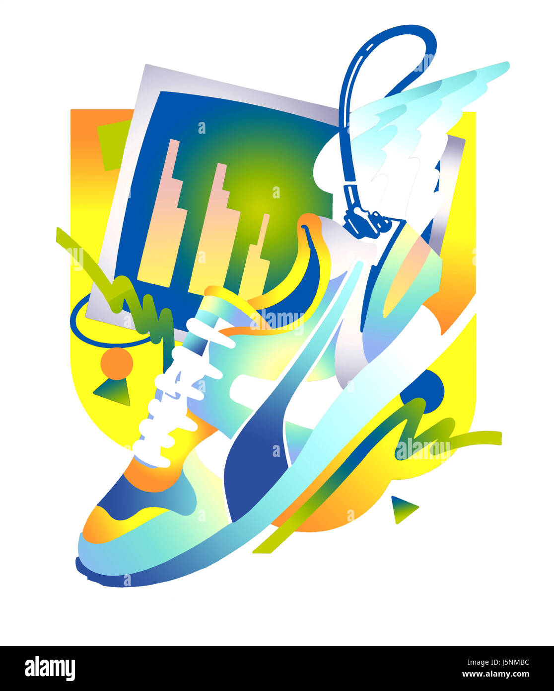 Sports shoe and bar chart Stock Photo - Alamy