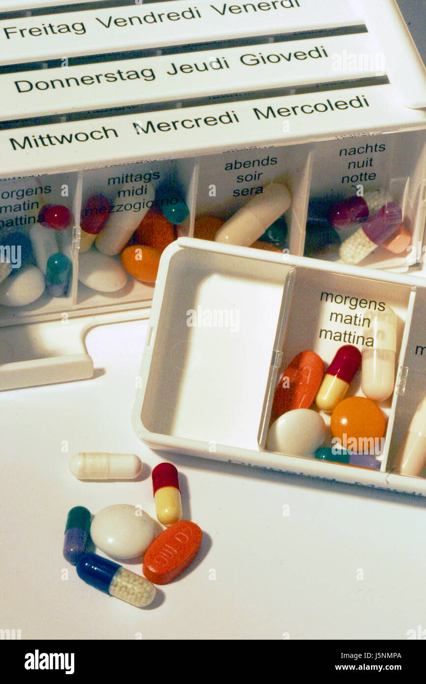 at night in the evening in the morning pills drugs plastic synthetic ...