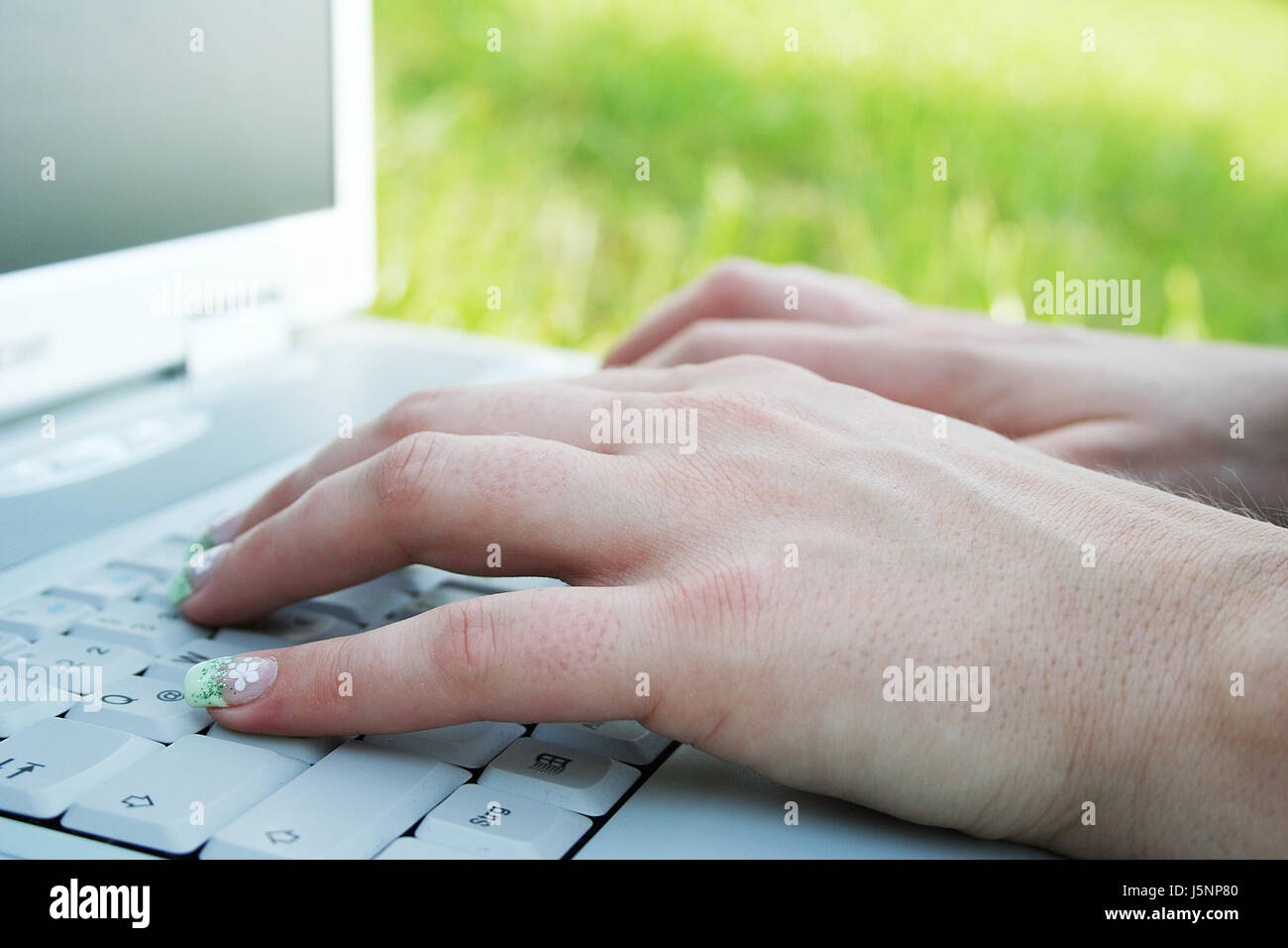 woman laptop notebook computers computer hand hands PC beautiful ...