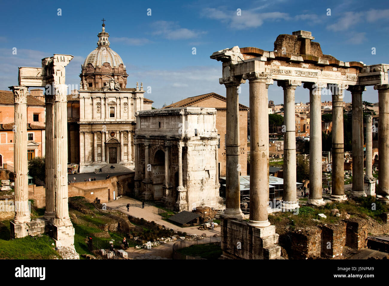 panorama of the Roman Forum Foro Romano and Ruins of Septimius Severus ...