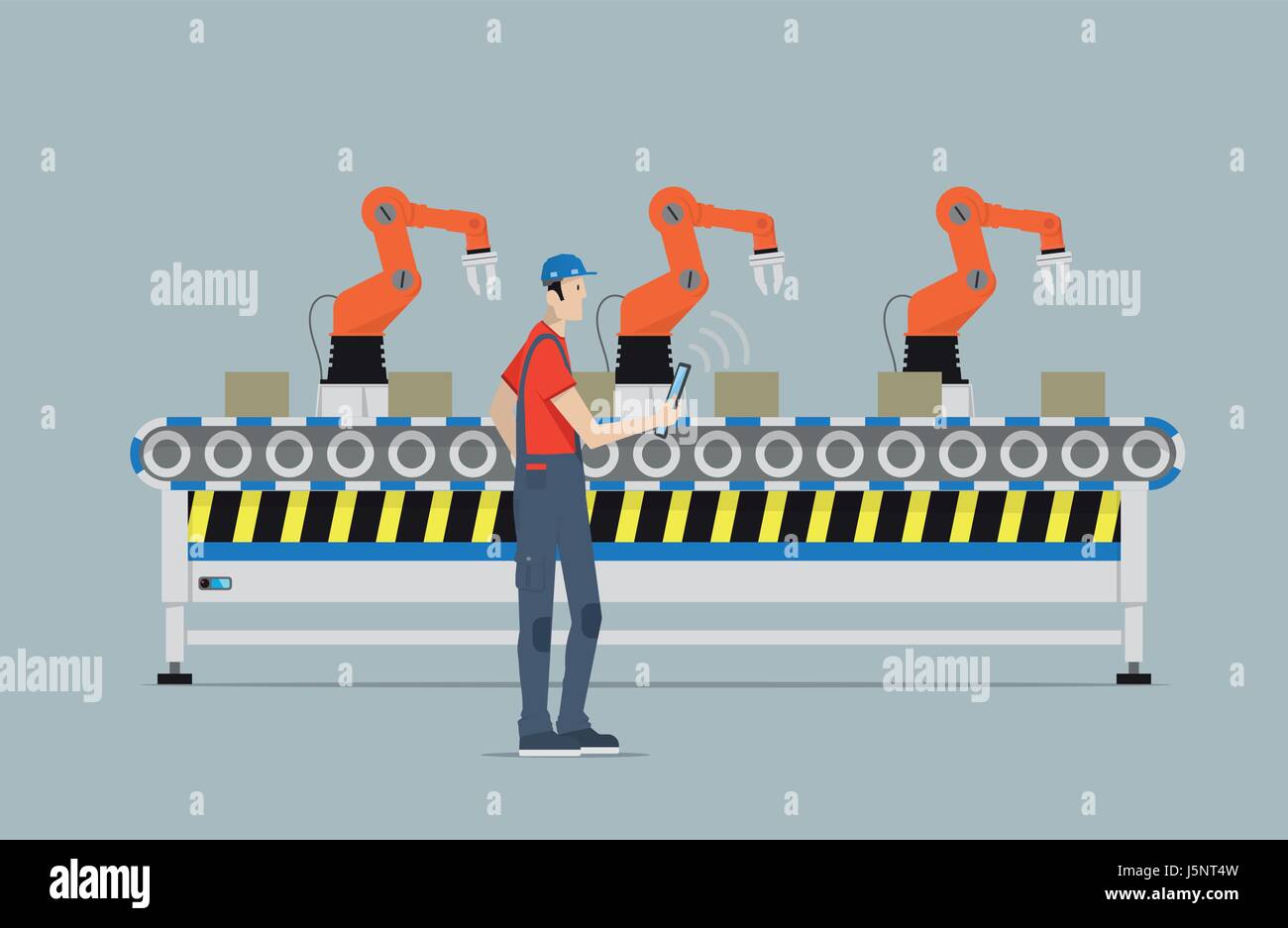 Industry 4.0 Factory Automation Concept. Robot hands controlled by ...