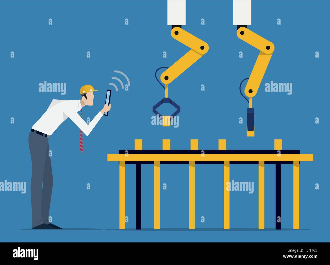 Industry 4.0 Factory Automation Concept. Robot hands controlled by ...