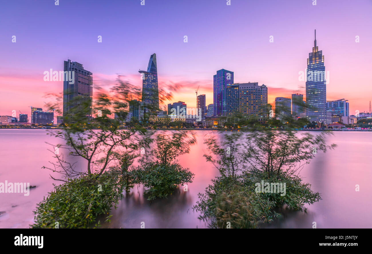 Riverside City sunset clouds in the sky at end of day brighter coal ...