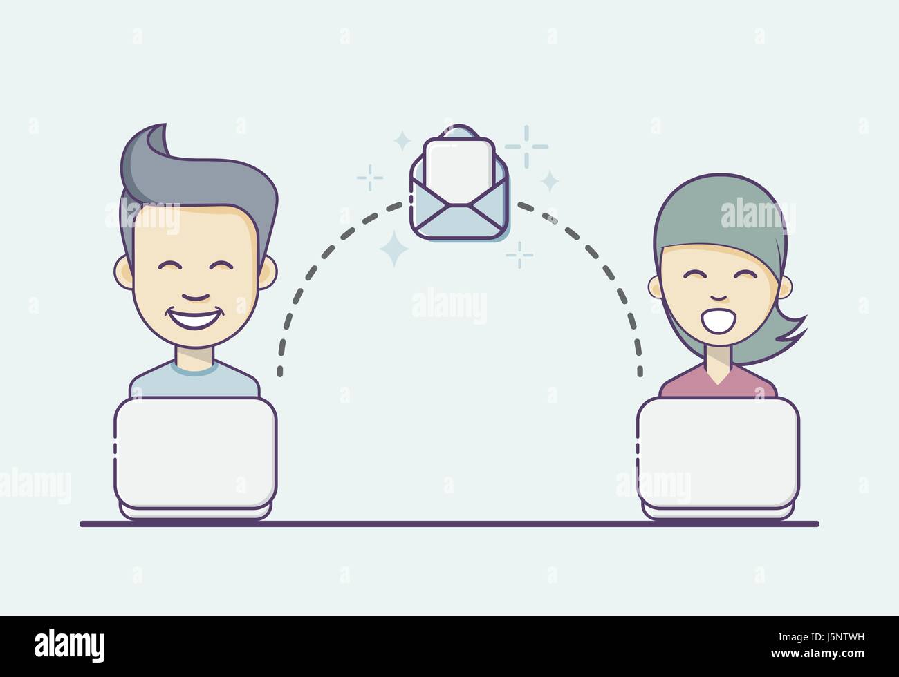 Boy And Girl With Email Symbol Stock Vector Image & Art - Alamy