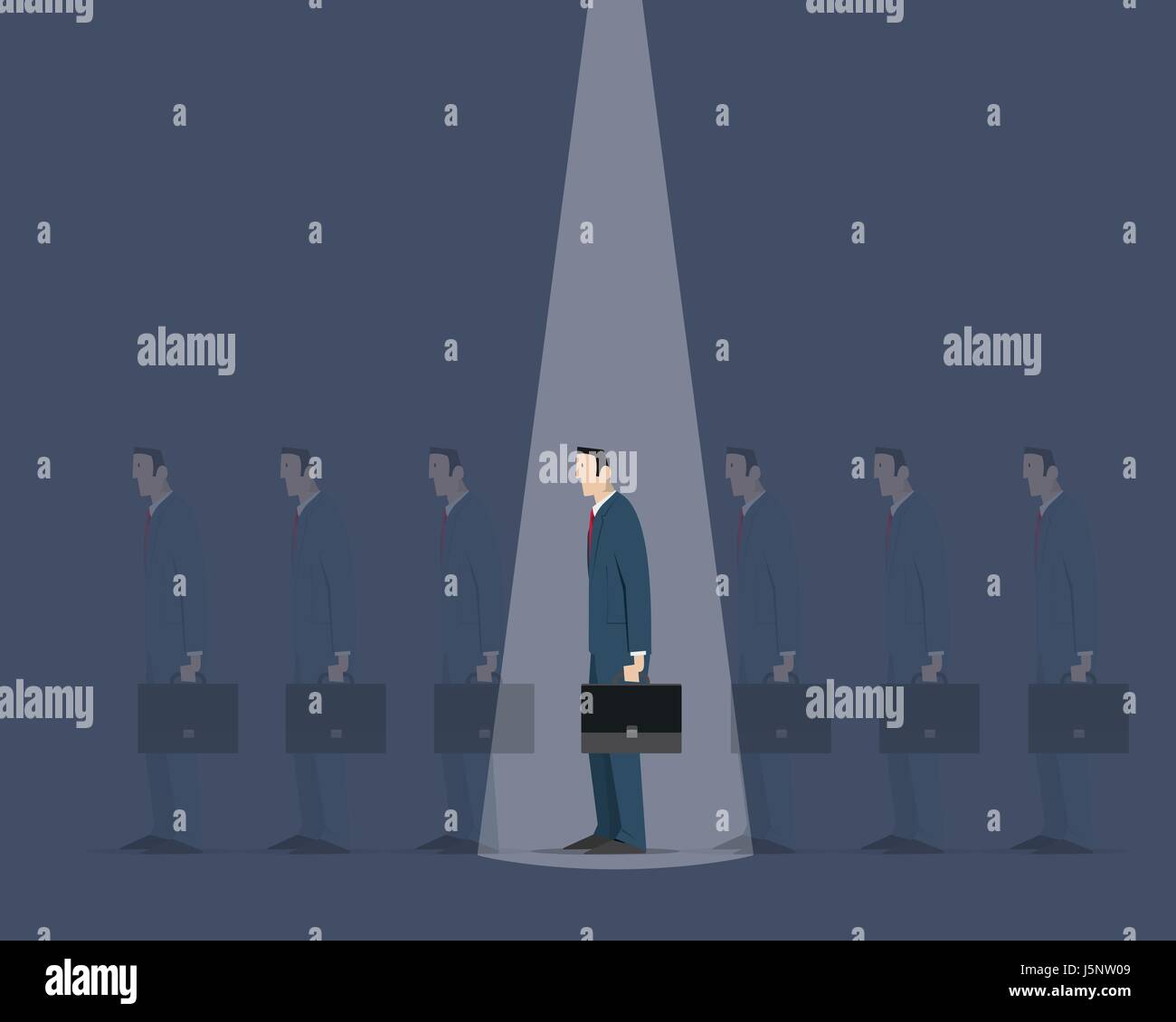 Light beam from above choosing the right person from a group of ...