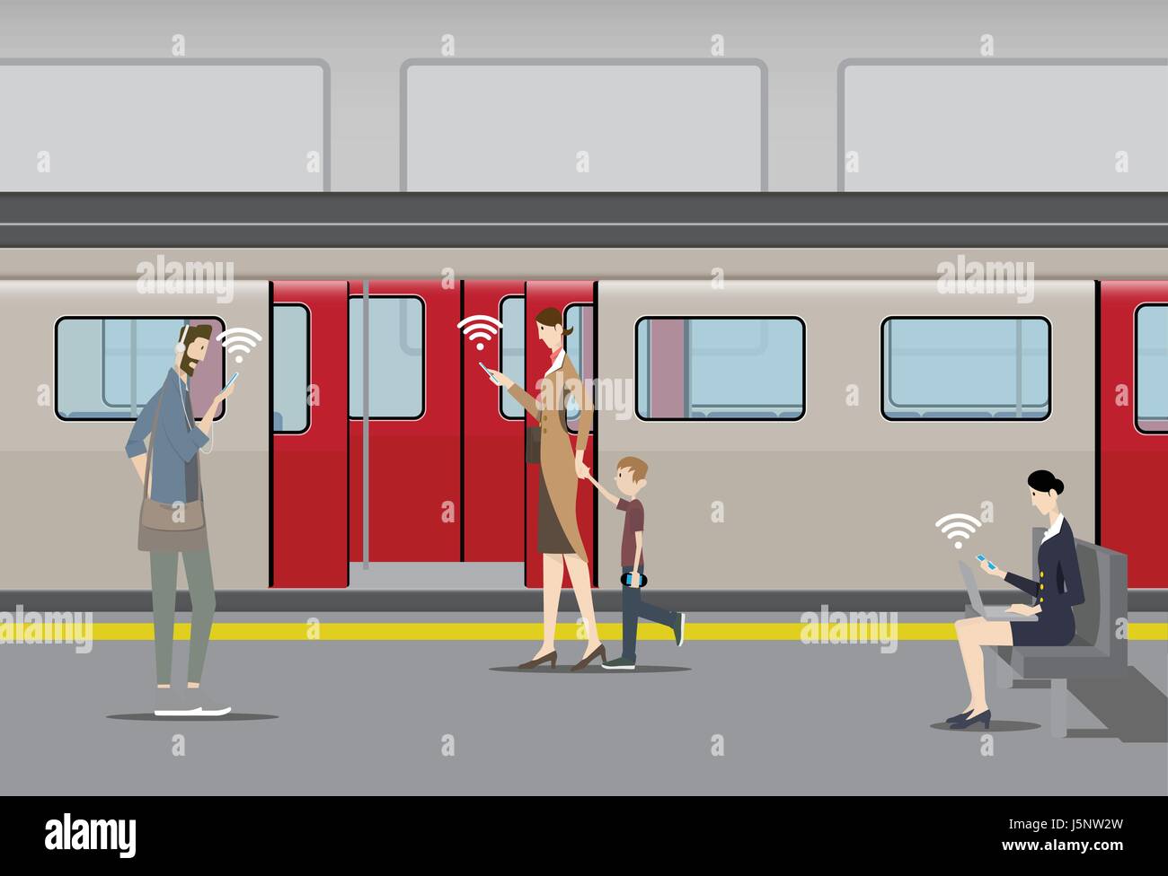 People on platform train Stock Vector Images - Alamy