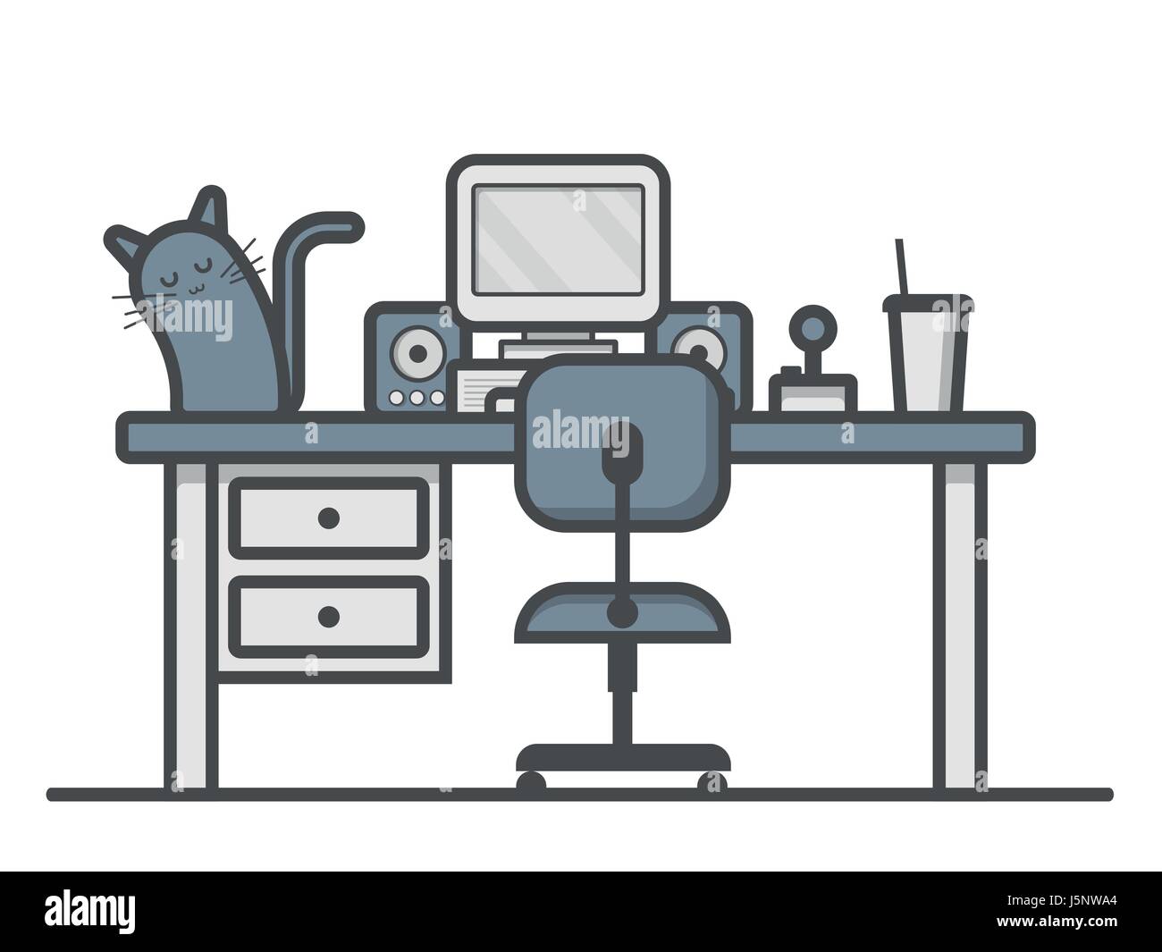 Vector Flat Line Vintage Video Game Station Stock Vector Image & Art ...