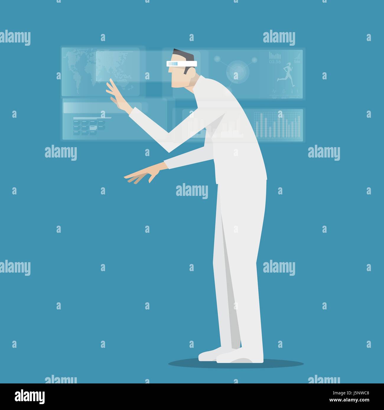 Wearing headset young man Stock Vector Images - Alamy