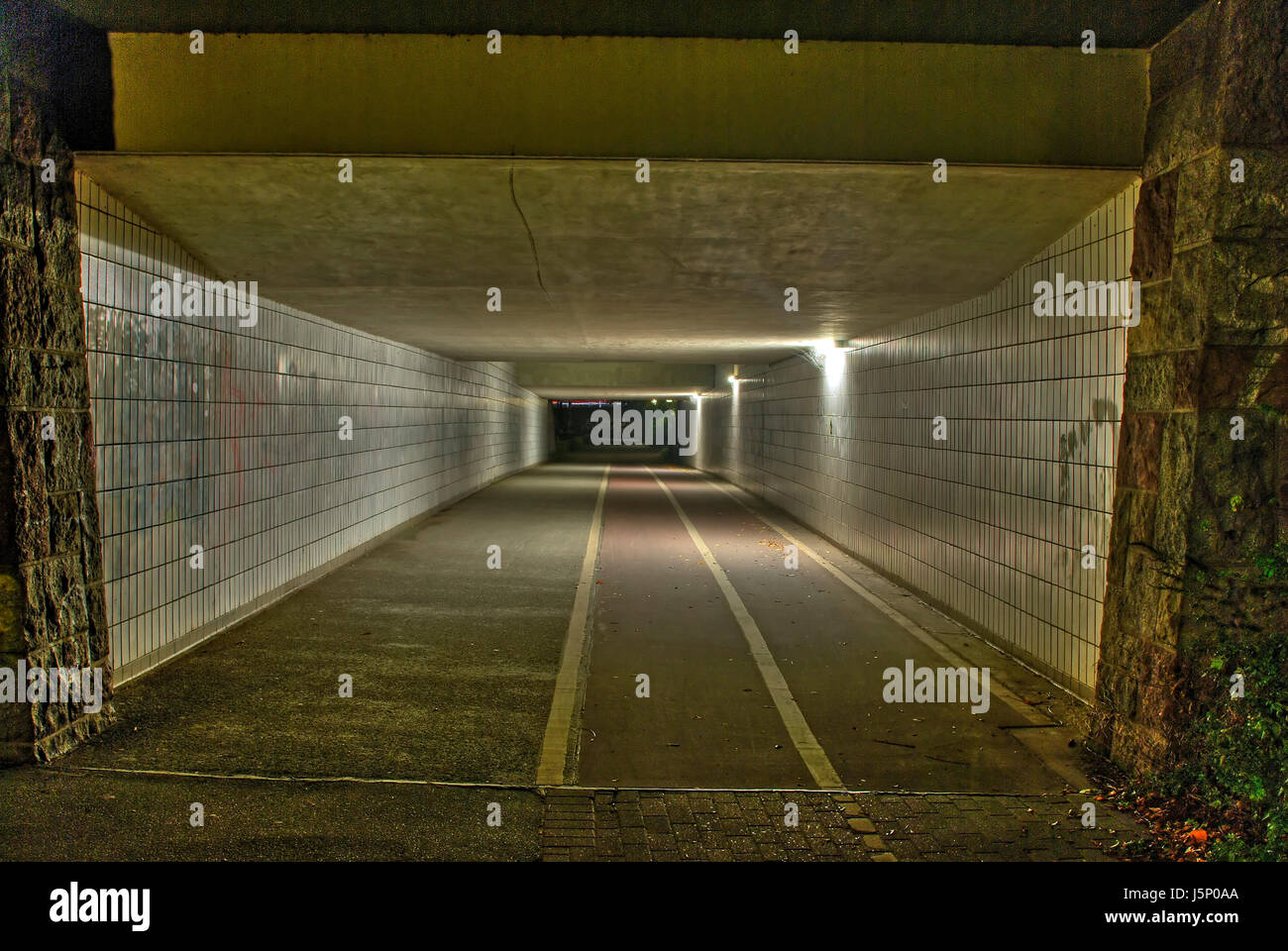 city town lighted lights concrete tunnel rectangular hamburg tiles long ...